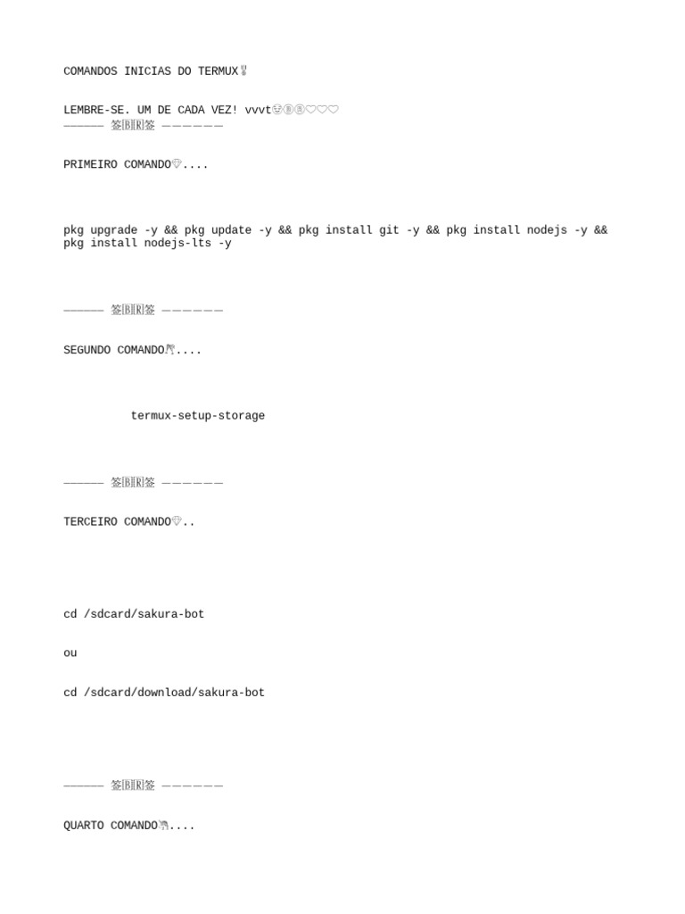 Comandos Inicias Do Termux | PDF