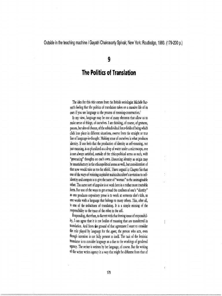 Spivak Politics of Translation | PDF