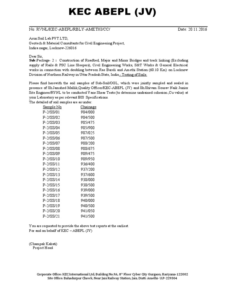 Testing of Sub Soil Ogl Samples Date 512017 | PDF | Real Estate ...