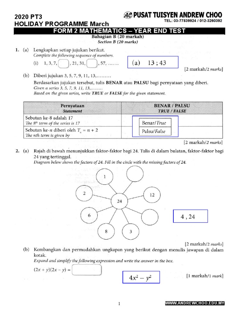 Pt3 Mathematics Form 2 Revision Kssm Pdf