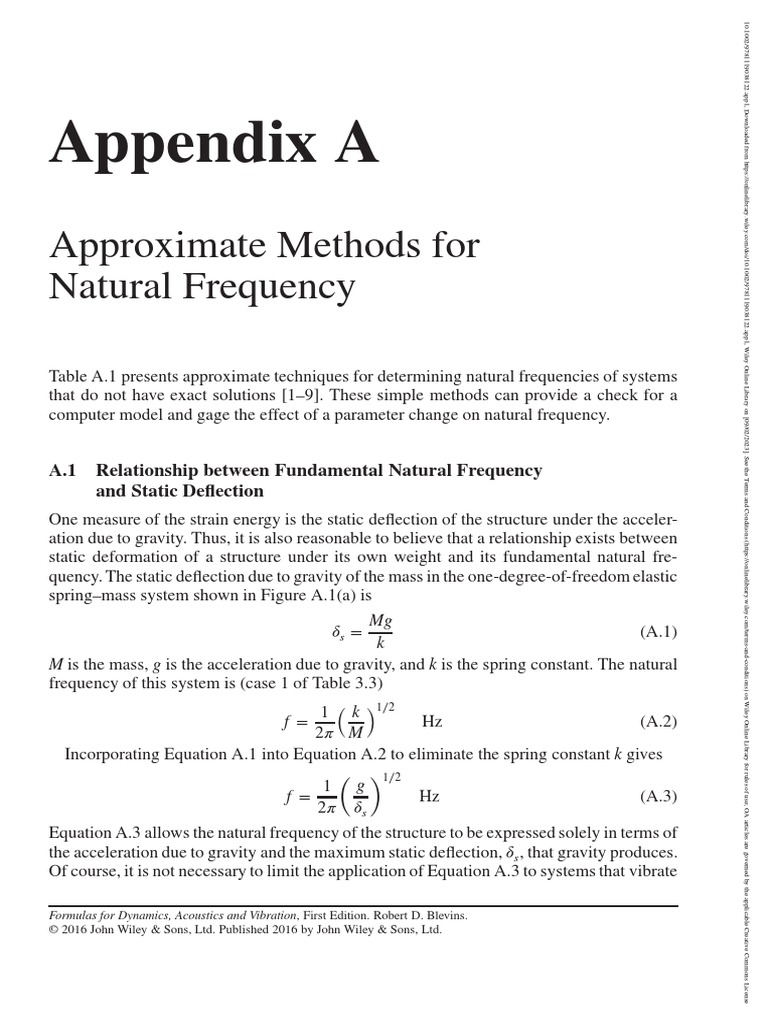 Formulas For Dynamics Acoustics and Vibration - 2015 - Blevins - Appendix A Approximate Methods ...