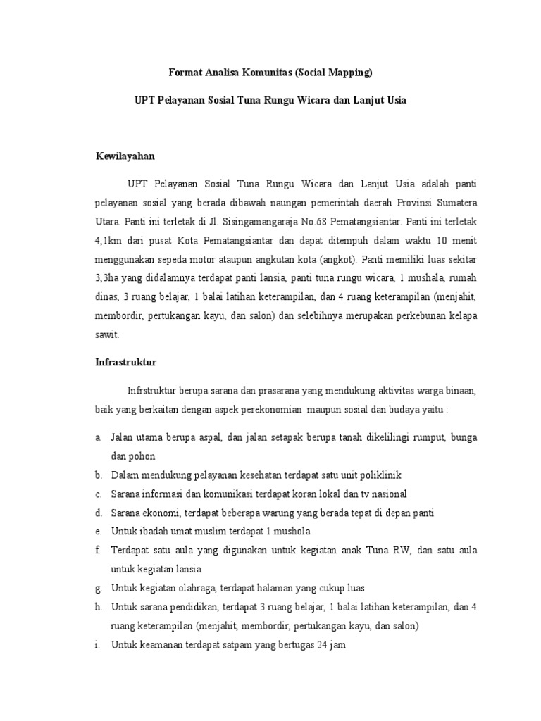 Format Analisa Komunitas (Social Mapping) | PDF
