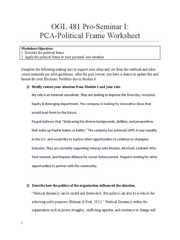 4 Political Frame Worksheet | PDF | Leadership | Goal