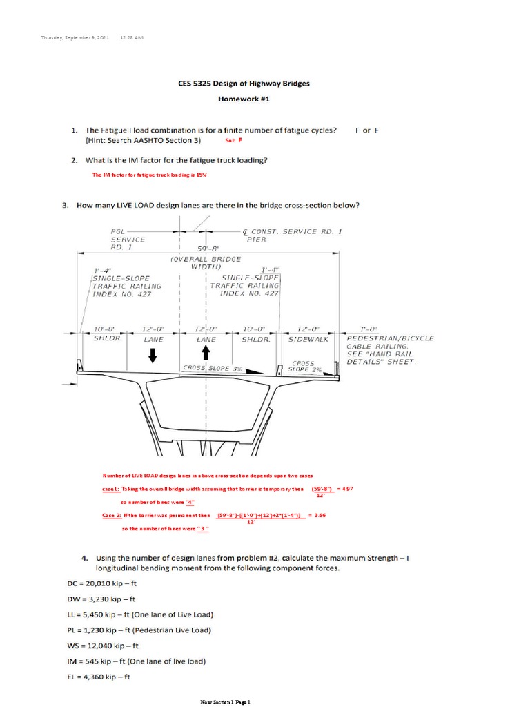 ASSIGNMENT - 1 Design of Highway Bridges | PDF