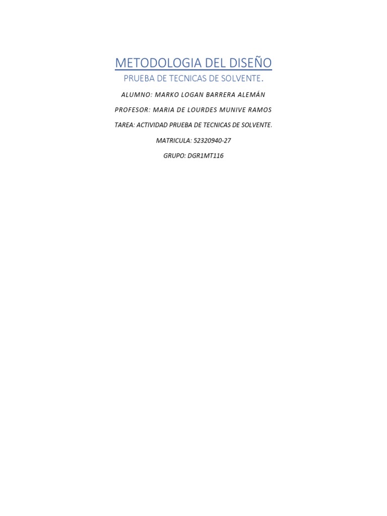 Metodologia Del Diseno Tecnica de Solvente | PDF