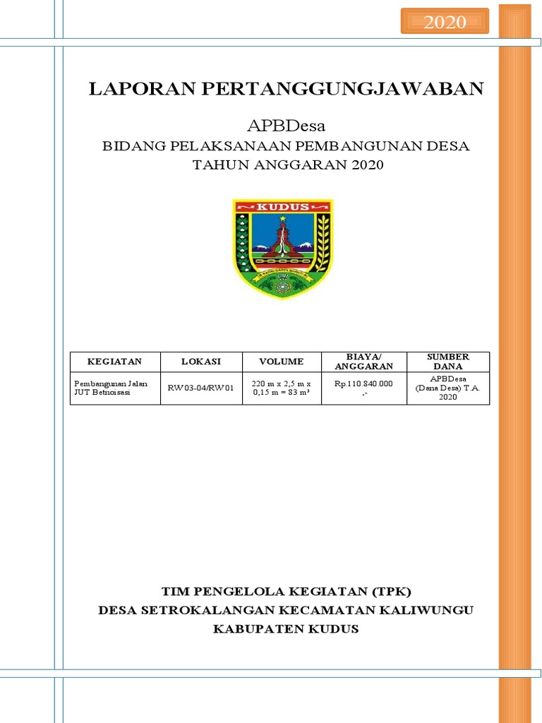 COVER LPJ Setrokalangan Tahap 1 2019 | PDF