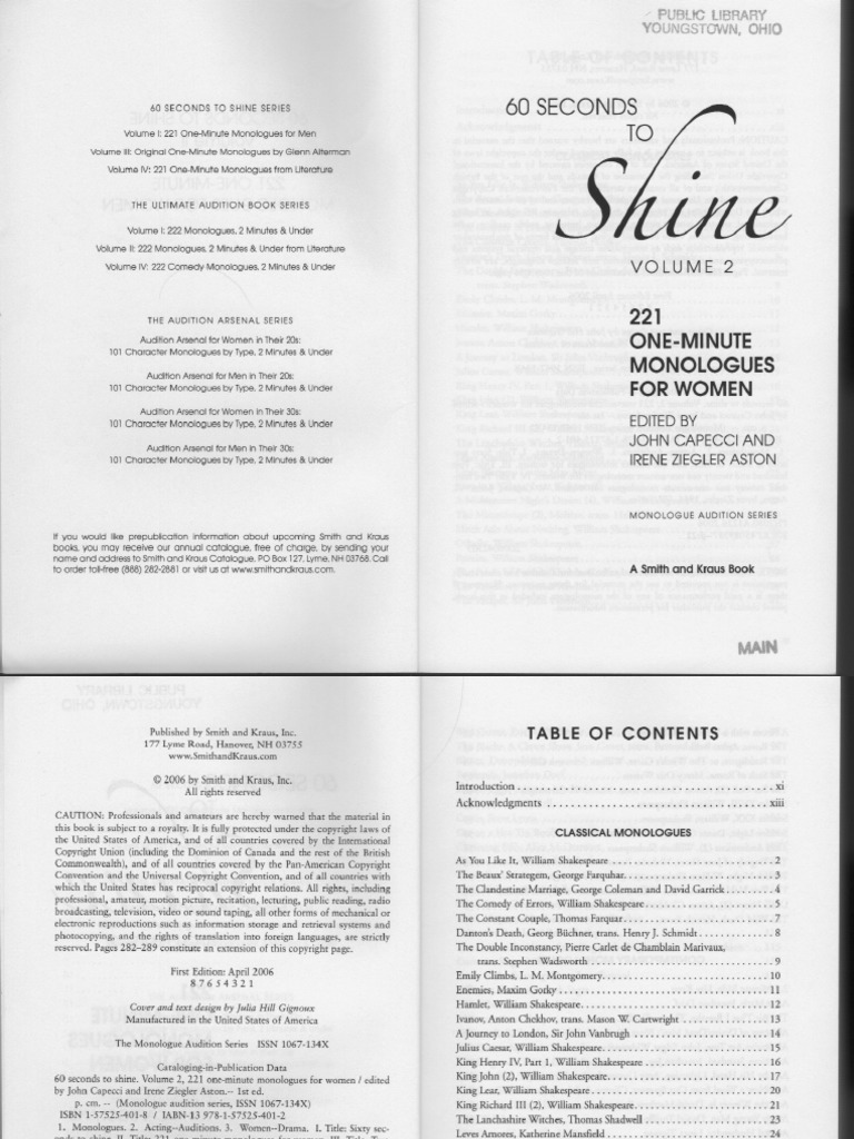 221 One-Minute Monologues For Women | PDF