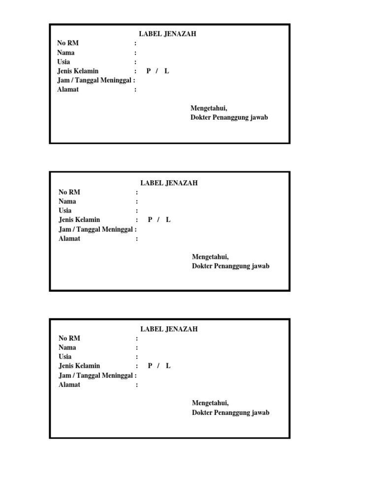 Label Jenazah Ukk | PDF | Ilmu Sosial | Pengembangan Diri