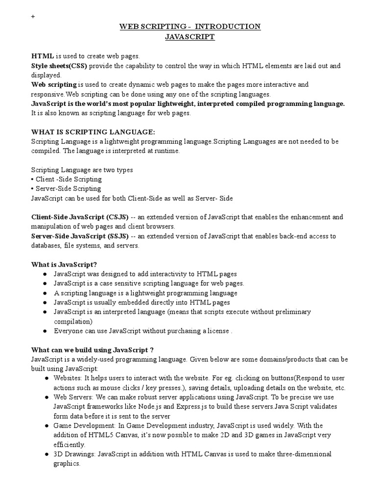 JavaScript: Client and Server-Side Use | PDF | Dynamic Web Page | Java ...