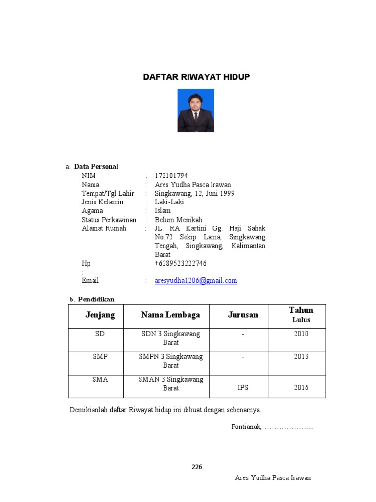 Daftar Riwayat | PDF