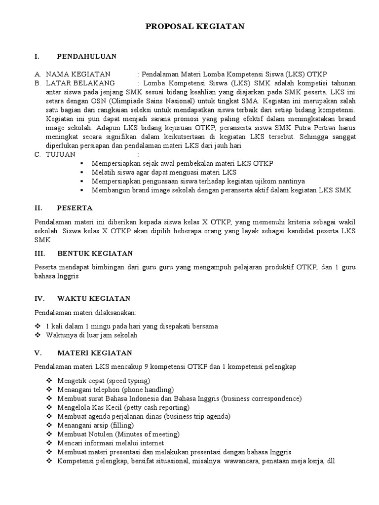 Proposal Pendalaman Materi LKS | PDF