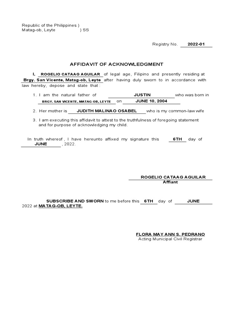 Affidavit of Acknowledgment | PDF
