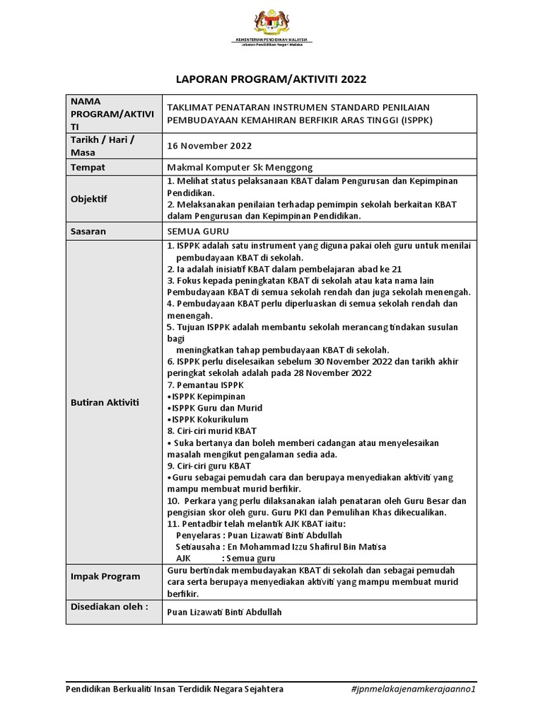 FORMAT LAPORAN | PDF