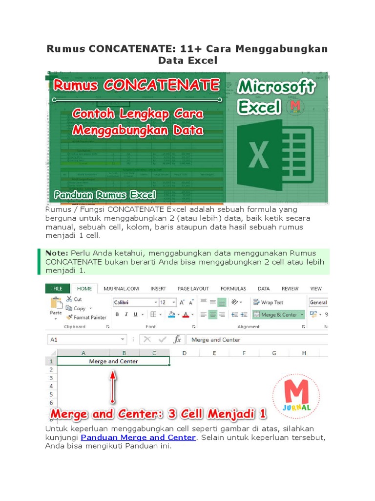Rumus CONCATENATE 11 Cara Menggabungkan Data Excel | PDF