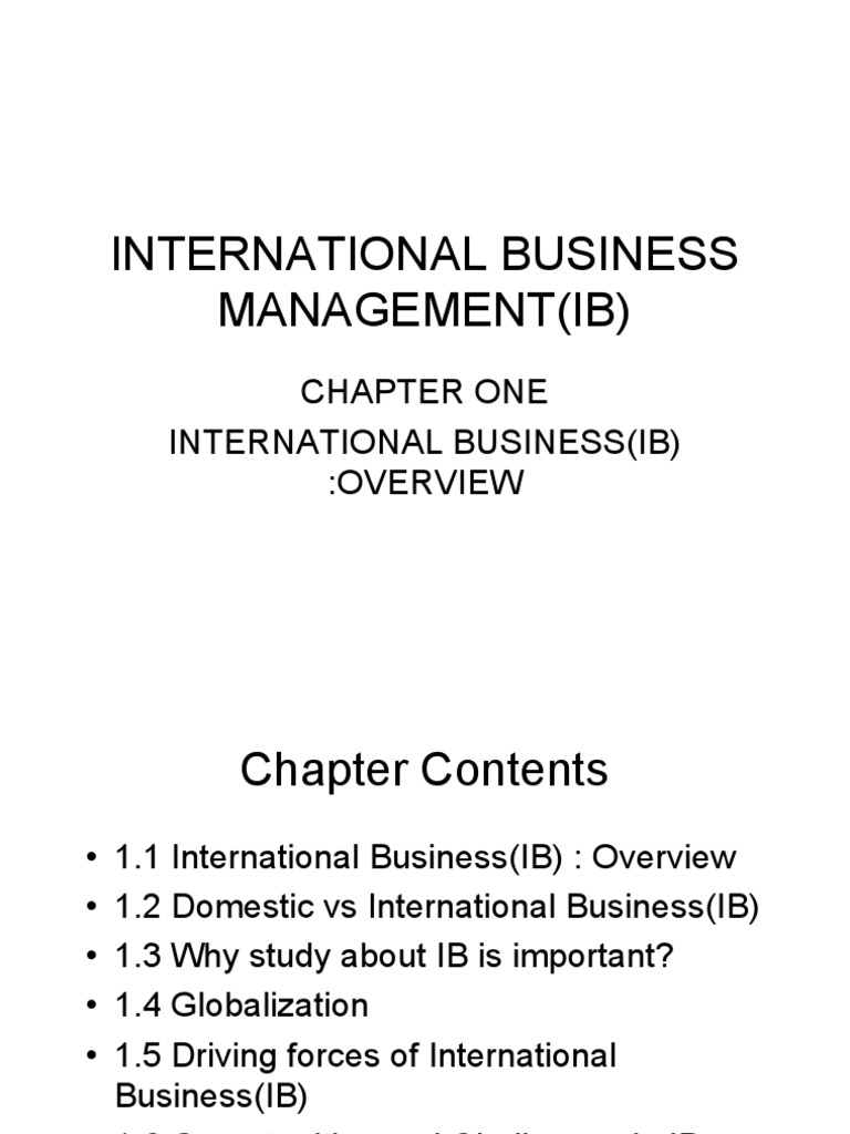 Ibm Chapter One | PDF | Globalization | Labour Economics