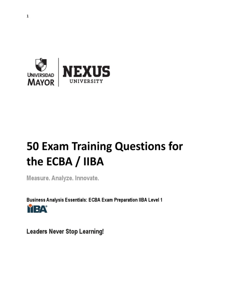 50 Exam Training Q&A For The ECBA IIBA | PDF | Business Analysis ...