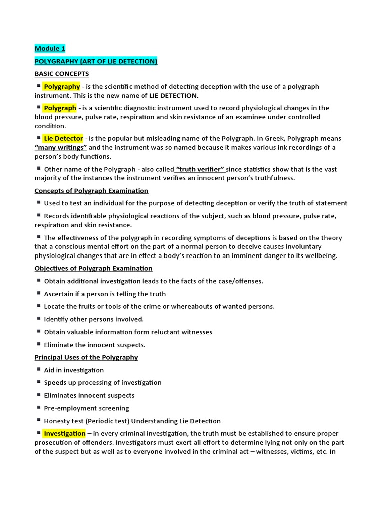 Module 1 and 2 Forensic 5 | PDF | Polygraph | Lie