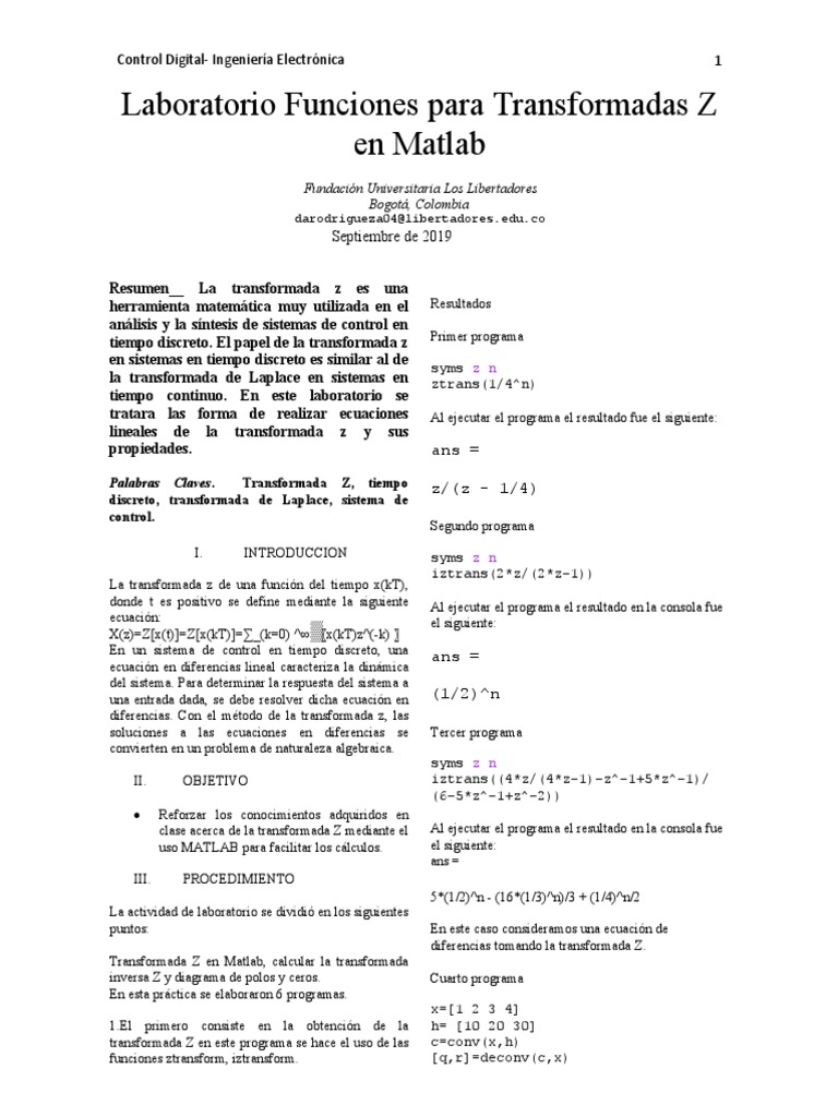 Taller Z-Transform | PDF | Ecuaciones | Transformada de Laplace