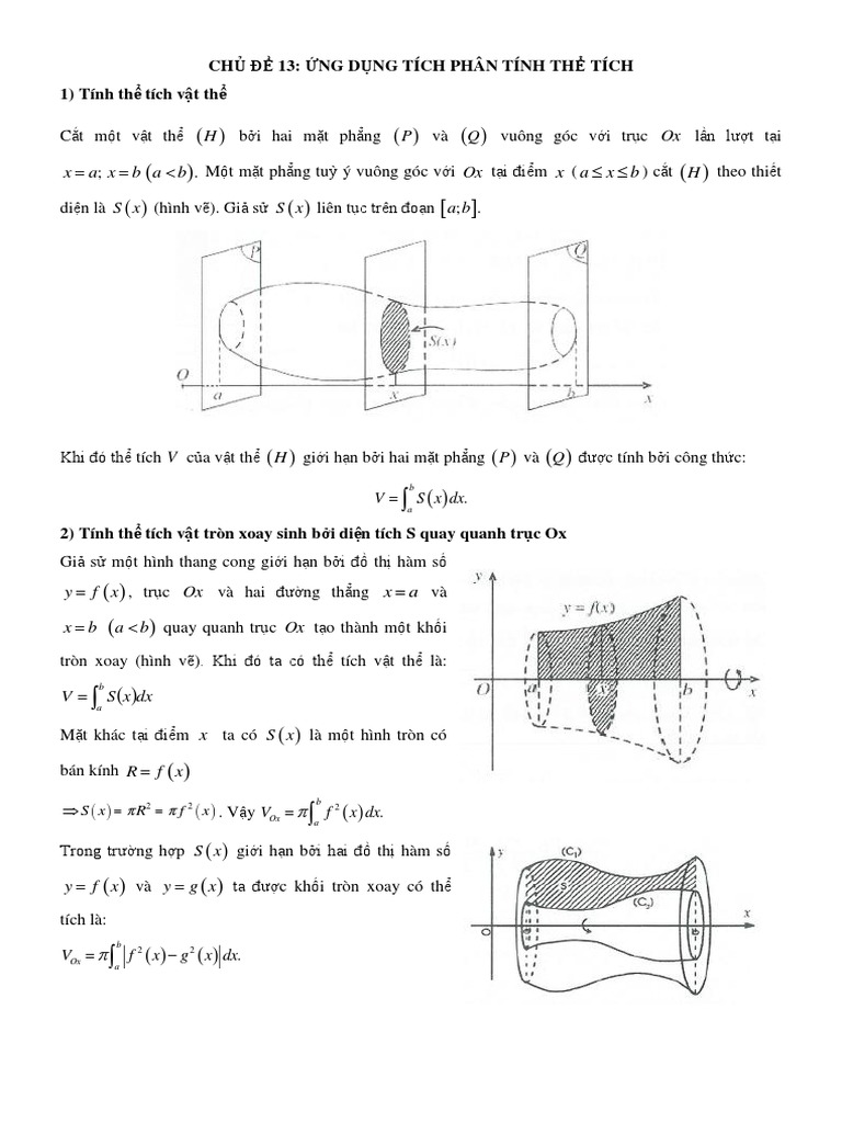 Chuyen de Trac Nghiem Ung Dung Tich Phan Tinh The Tich | PDF