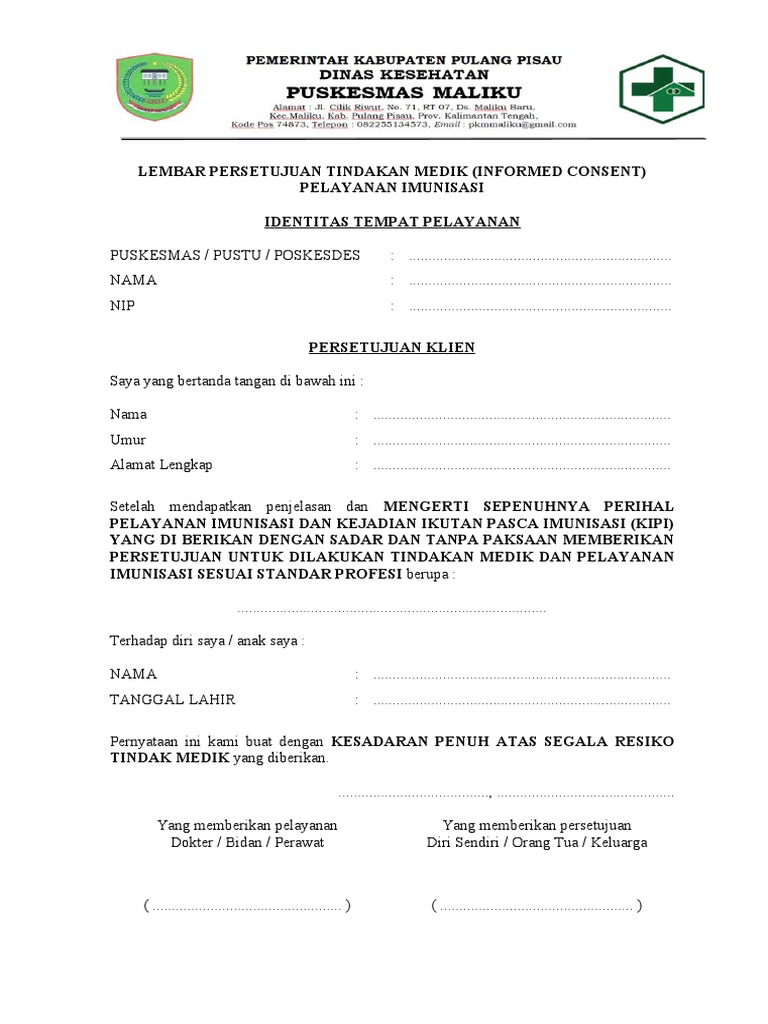 INFORMED CONSENT PELAYANAN IMUNISASI | PDF
