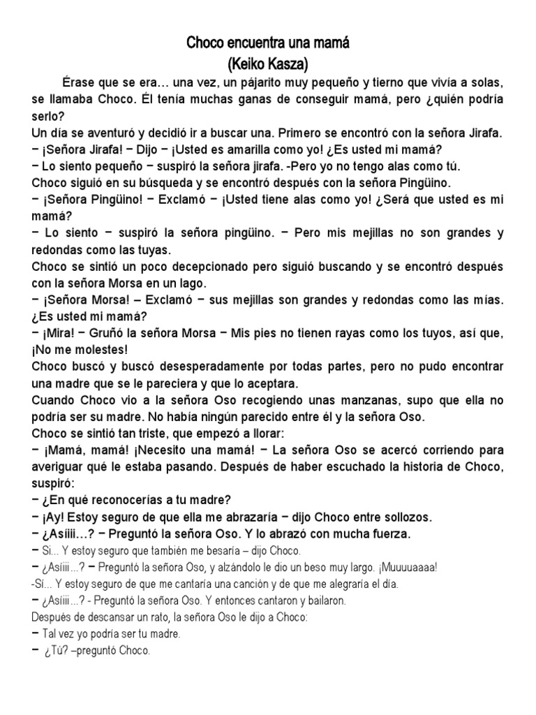 Choco Encuentra Una Mamá Adaptado | PDF