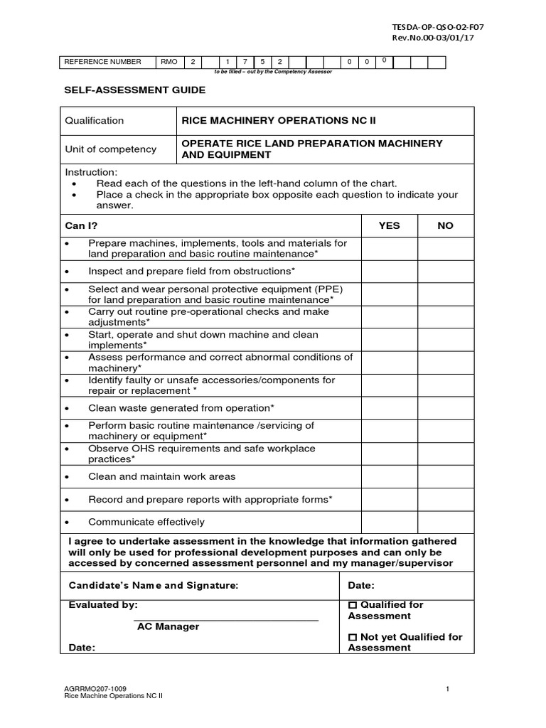 Assessing Rice Machine Operation Skills | PDF | Machines | Information