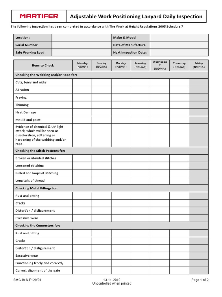SMC-IMS-F129 - 01-Adjustable - Work - Positioning - Lanyard - Daily ...