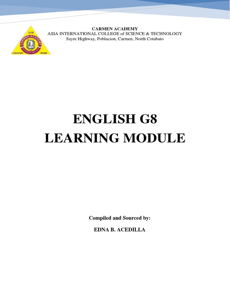 English 8 - Module Week 4 PDF | PDF | Learning | Sentence (Linguistics)