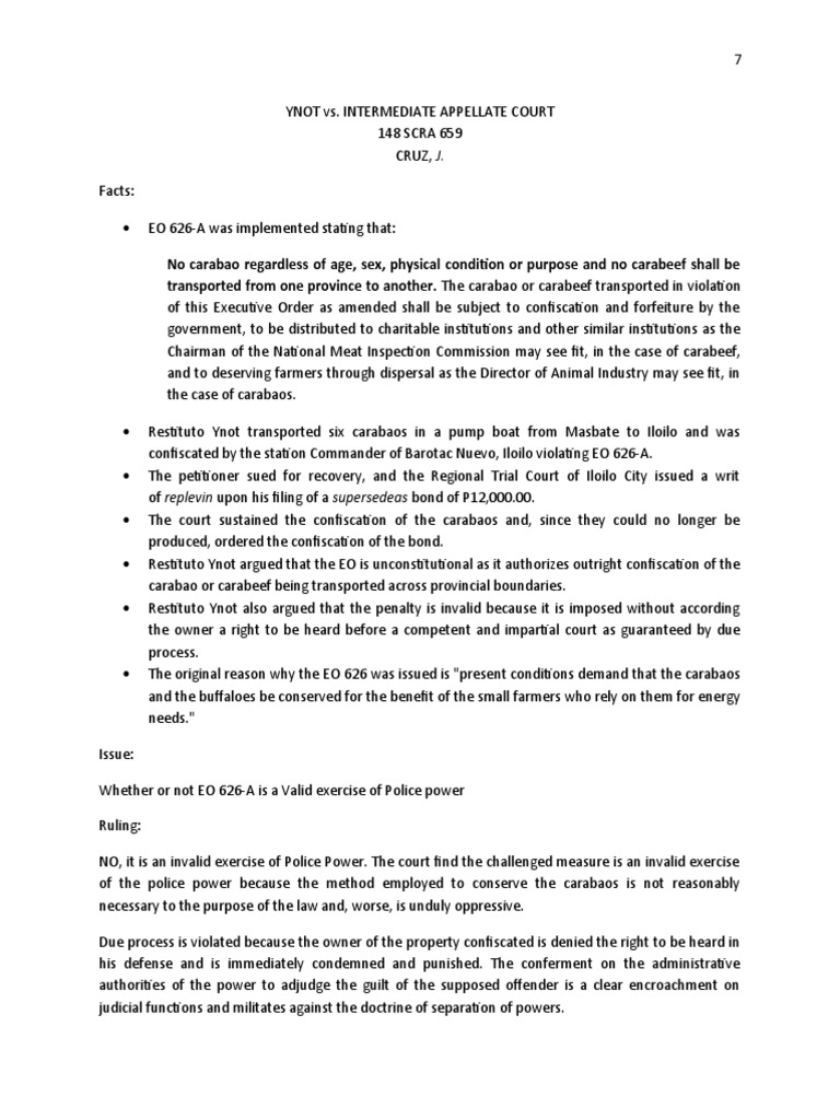 7 - YNOT vs. INTERMEDIATE APPELLATE COURT 148 SCRA 659 | PDF | Bail ...