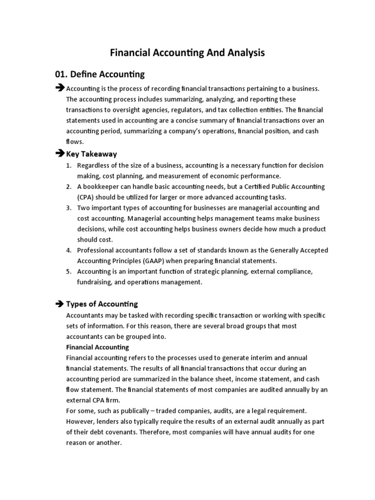 Financial Accounting and Analysis | PDF | Debits And Credits | Bookkeeping