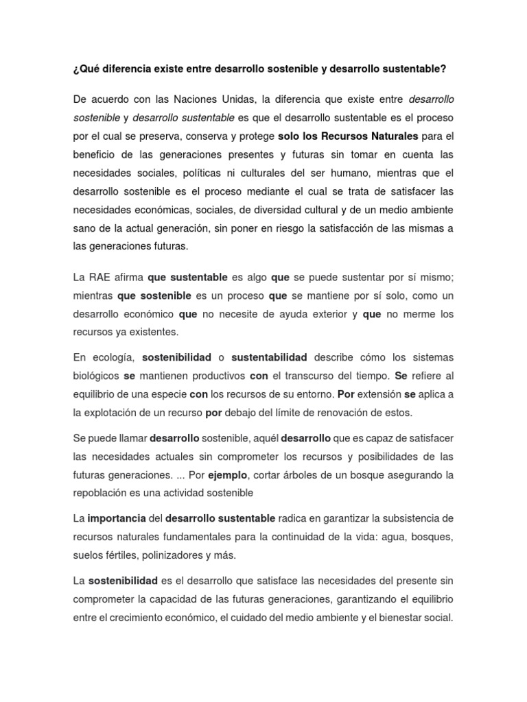 Diferencias Entre Sostenible y Sustentable | PDF | Sustentabilidad ...