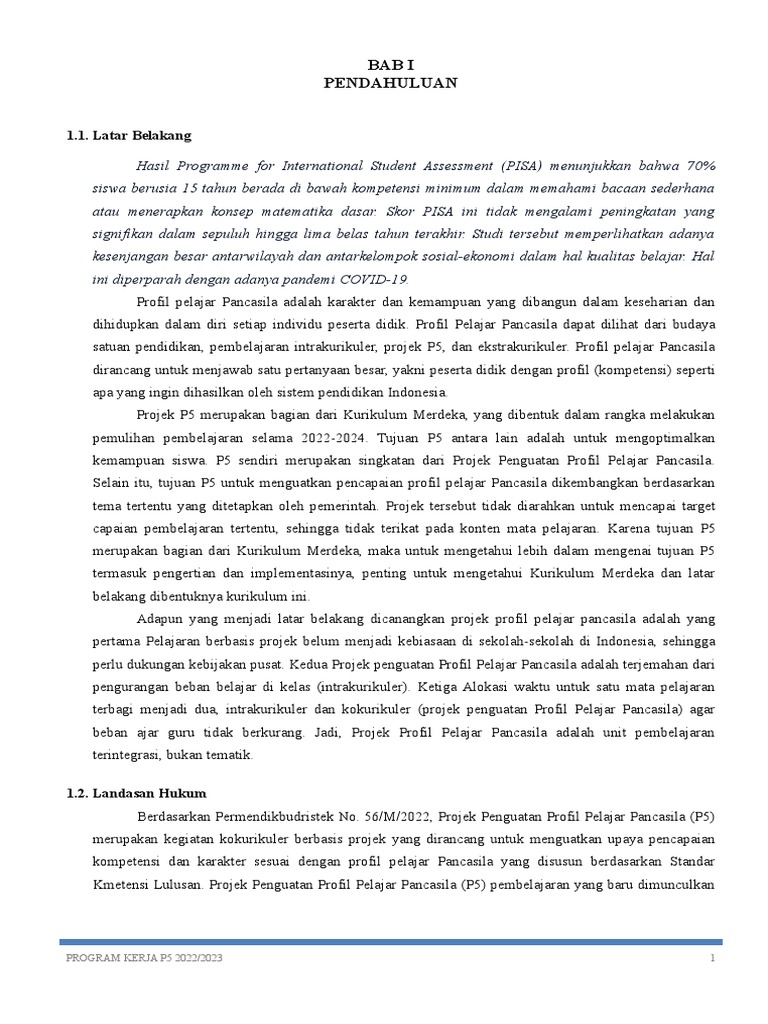 Program Kerja P5 20222023 | PDF