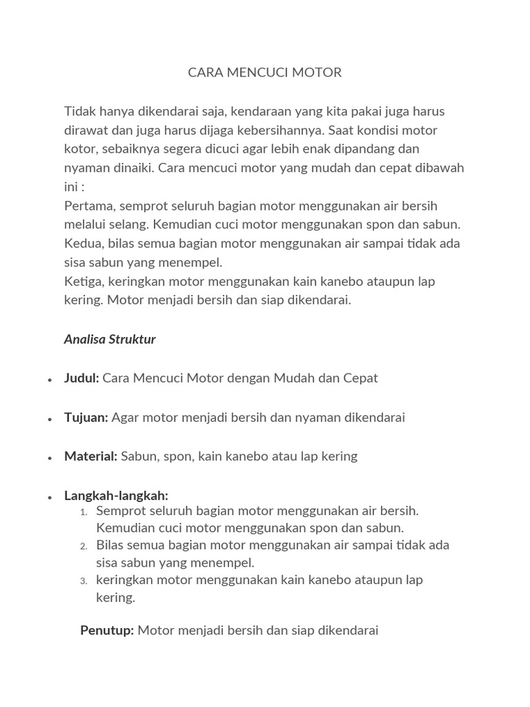 Cara Mencuci Motor | PDF | Bisnis | Griya & Taman