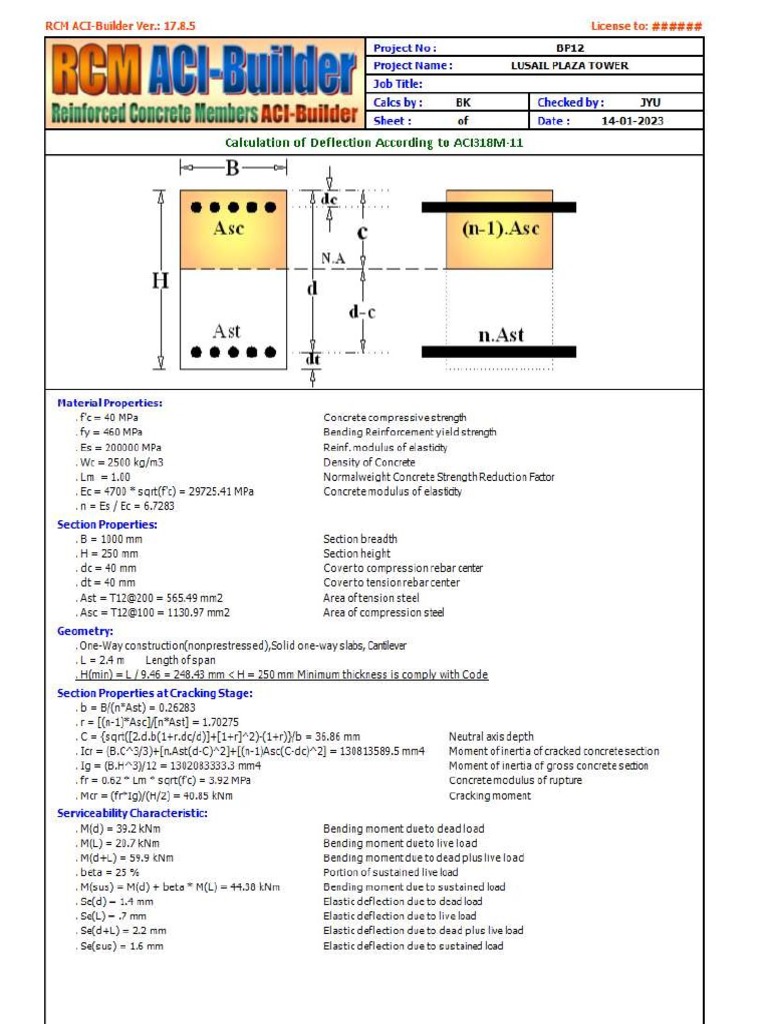 Cantilever Slab-Calculation Report | PDF