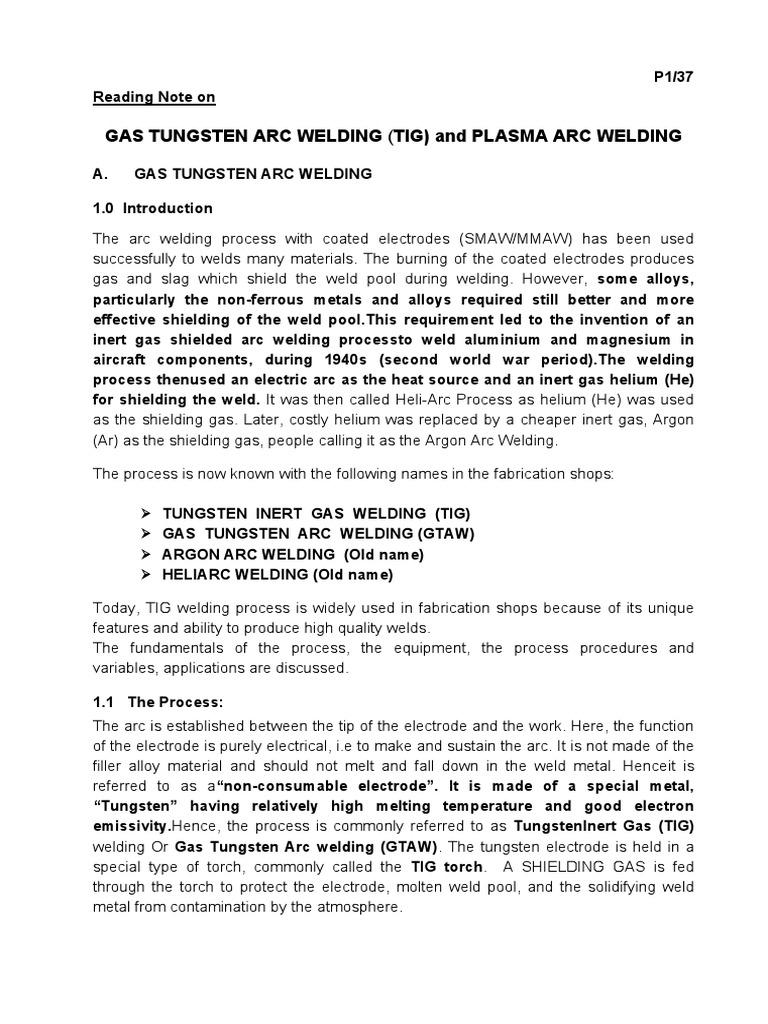 Proc.-02 GTAW - PAW | PDF | Welding | Construction