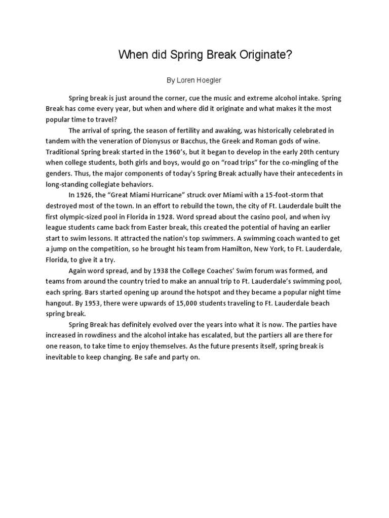 Spring Break | PDF | Travel | Art