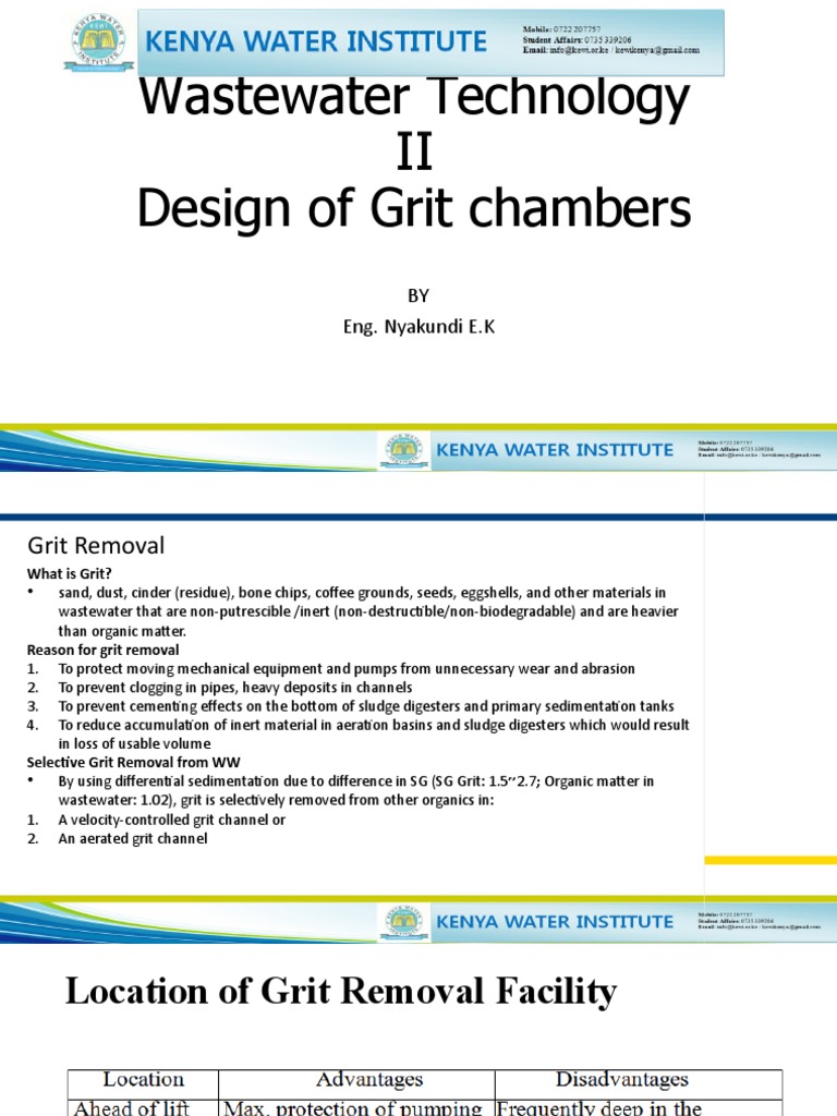 Design of Grit Chambers | PDF | Sewage Treatment | Chemical Engineering