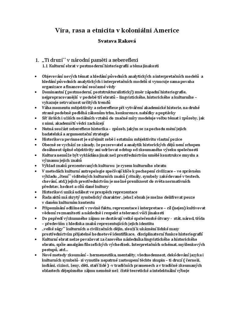 Víra Rasa A Etnicita V Koloniální Americe | PDF