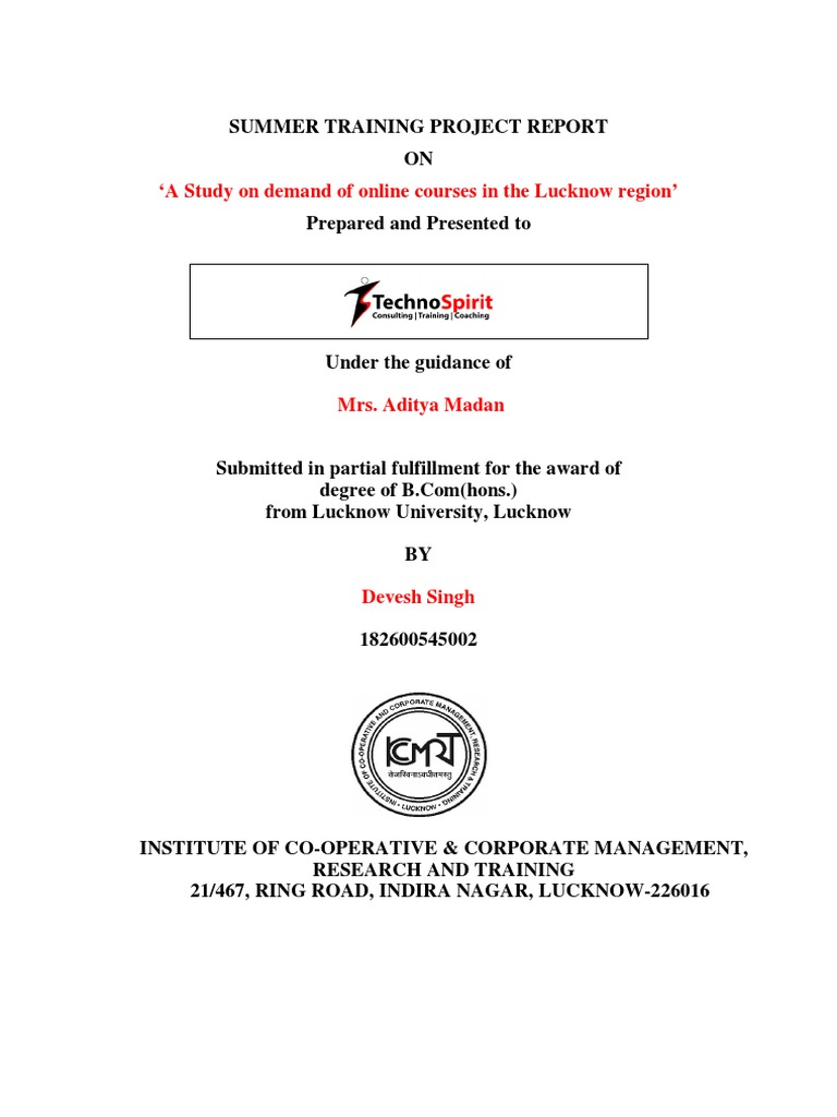 SUMMER TRAINING PROJECT REPORT by Devesh | PDF | Social Media | Popular ...