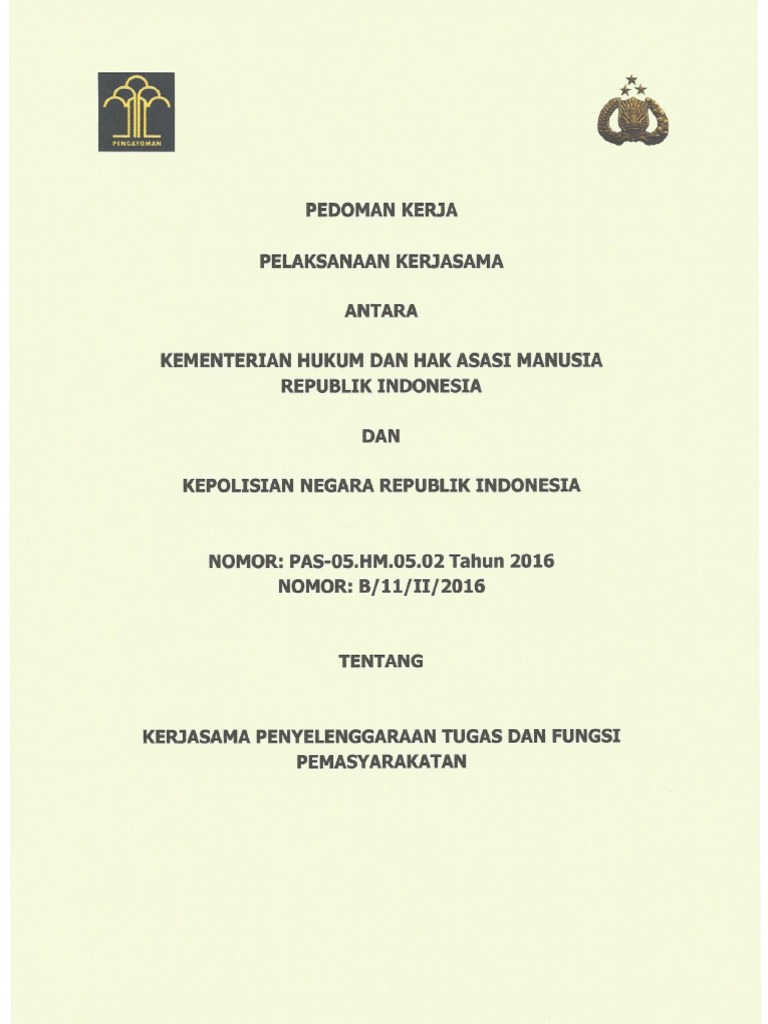 MOU KUMHAM DGN POLRI TTG Kerjasama Tusi Pemasyarakatan | PDF