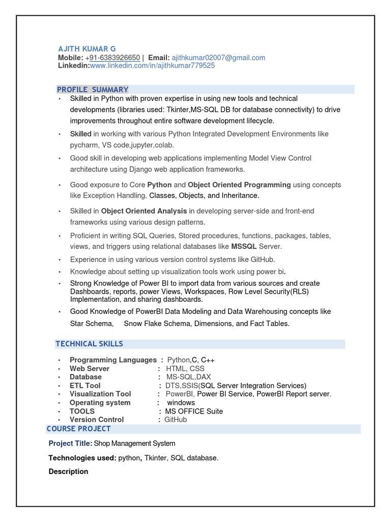Ajith Kumar G Python 2020 Pdf Microsoft Sql Server Databases