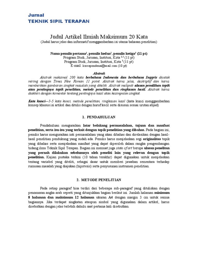 Template Jurnal Teknik Sipil Terapan-April 2023 | PDF