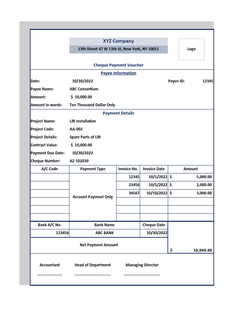 Cheque Payment Voucher Template | PDF | Payments | Cheque
