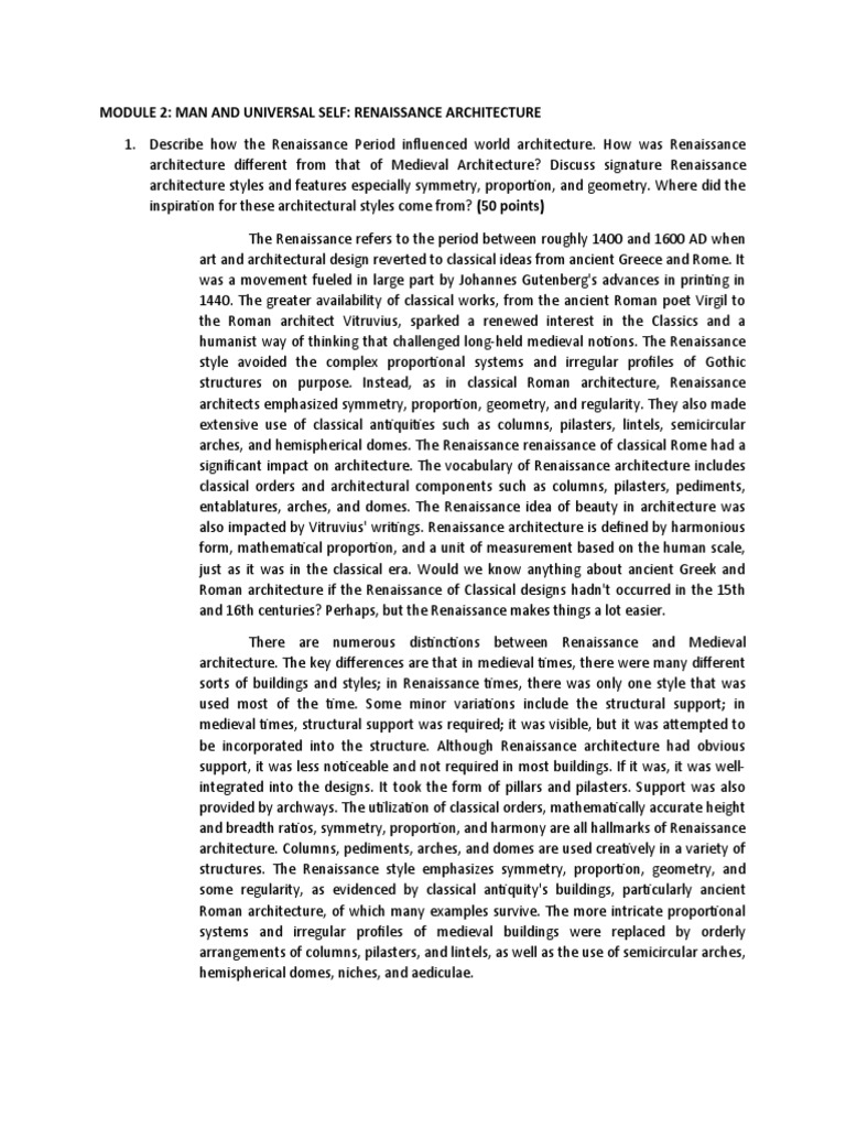 Module 2 Renaissance Architecture | PDF | Renaissance | Dome