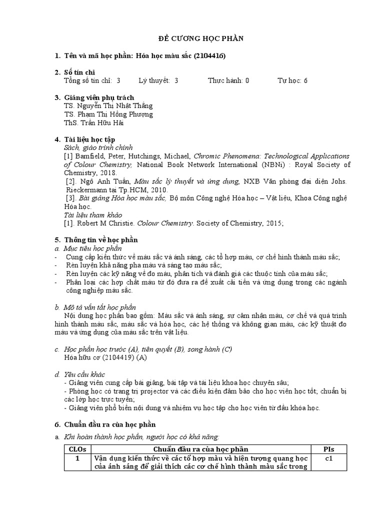 De Cuong Hoc Phan | PDF