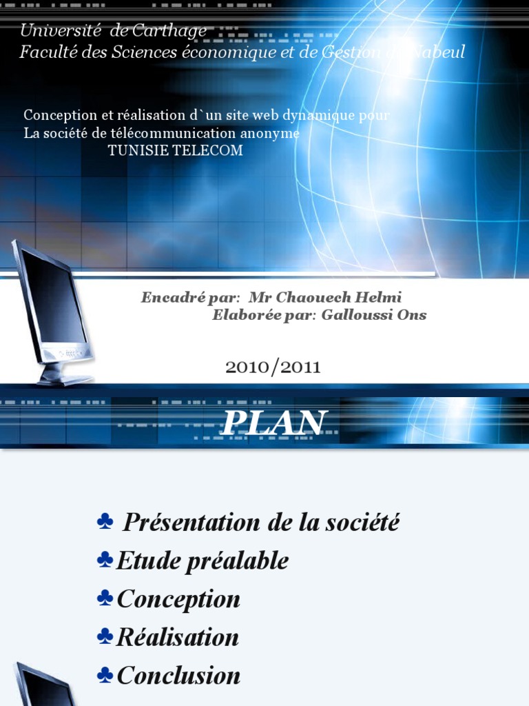 Conception d'un site web pour Tunisie Telecom | PDF | Programmation web ...