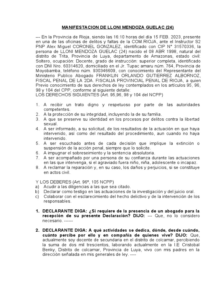 Declaracion 2 | PDF | Fiscal | Justicia