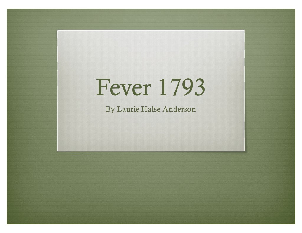 Fever 1793 | PDF