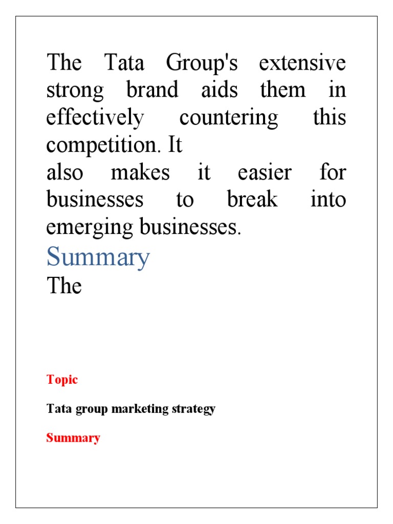 The Tata Group | PDF | Marketing | Pricing