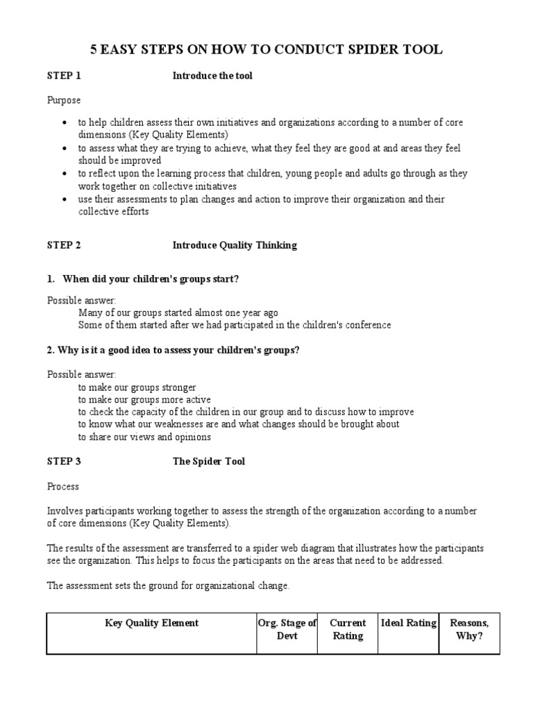 5 Easy Steps On How To Conduct Spider Web Tool | PDF | Cognitive ...